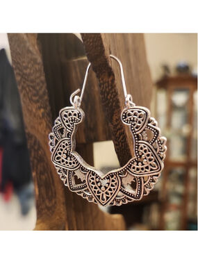 Jewelry | Silver Toned Crescent Bohemian Filigree Earrings With ...